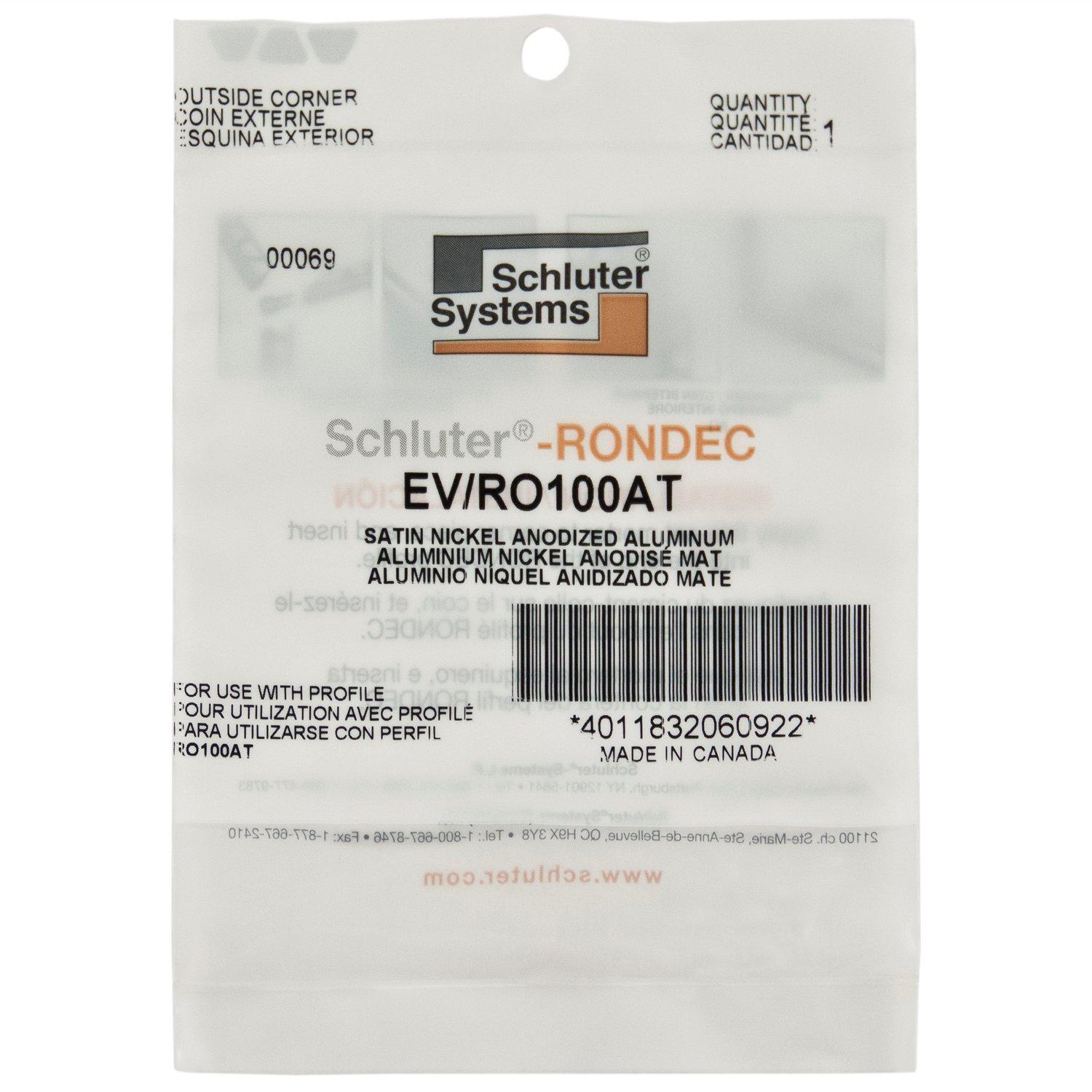 Schluter-Rondec Outside Corner for 3/8in. Satin Nickel Anodized ...